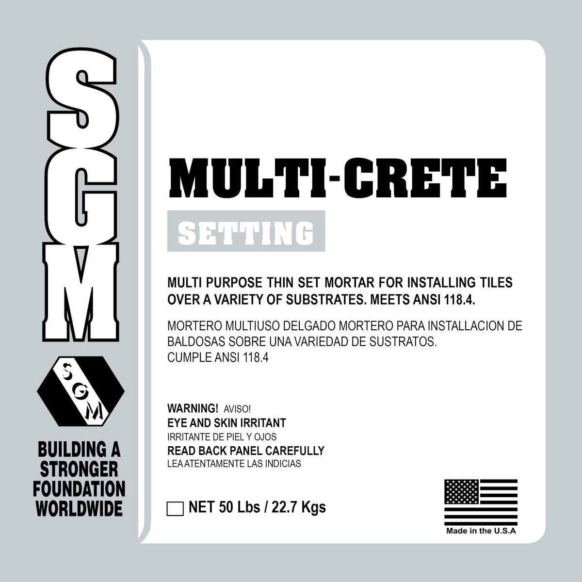 Multi-Crete All-Purpose Thin-Set Mortar Settings Materials